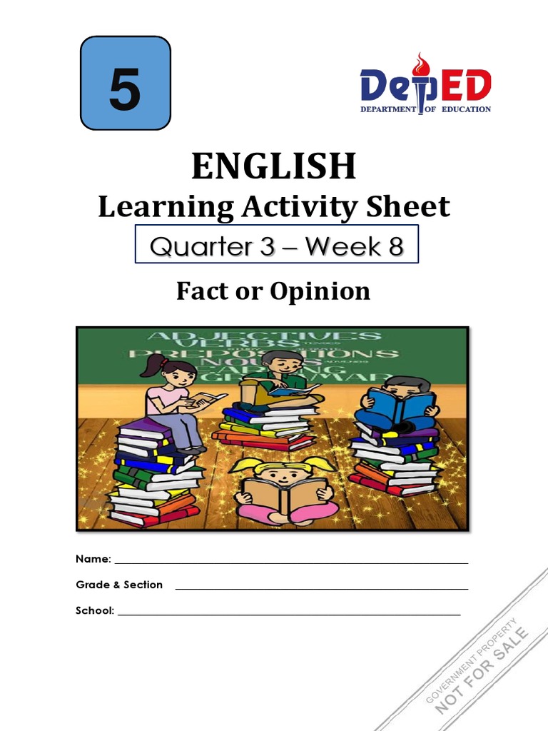 English 5 Q3 W8 Activity Sheet | PDF | Beach | Opinion