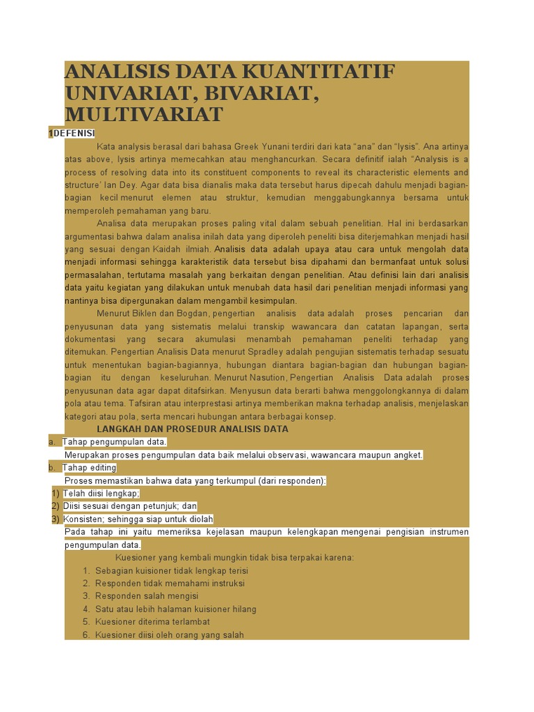 Analisis Data Kuantitatif Univariat | PDF