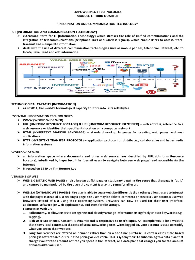 Lesson 1 Information and Communication Technology | PDF | Semantic Web ...