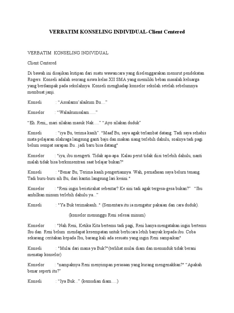 Verbatim Konseling Individual | PDF