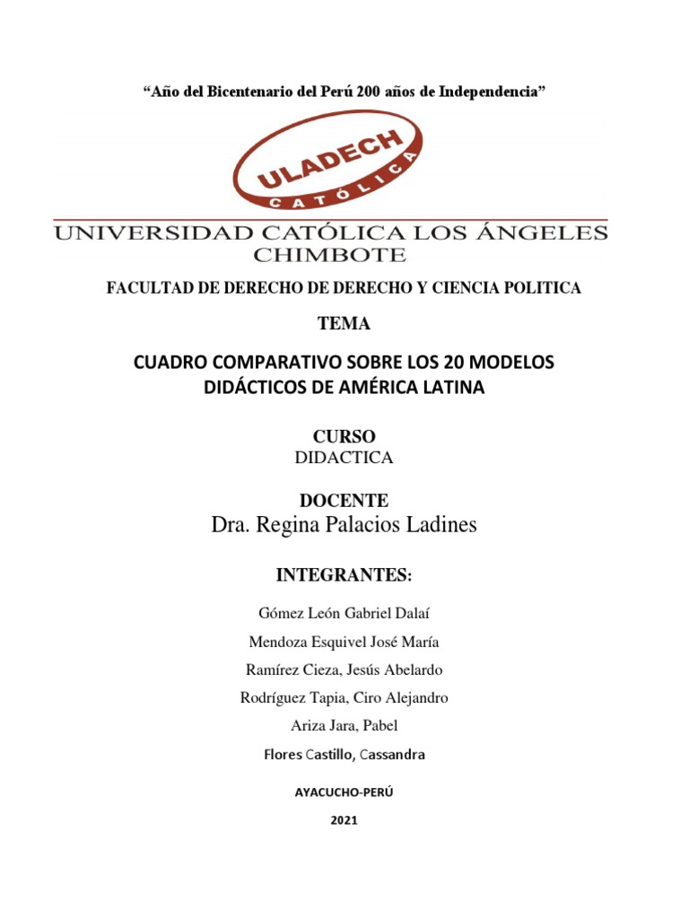 Cuadro Comparativo Sobre Los 20 Modelos Didacticos | PDF | Maestros | Aprendizaje