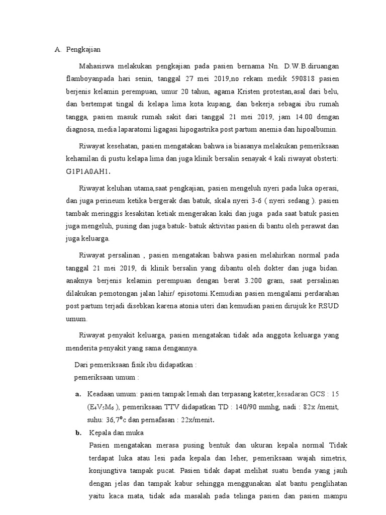 Format Pengkajian Ibu Post Partum 1 Pdf