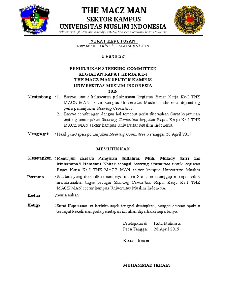 Penunjukan Steering Committee 2019 | PDF