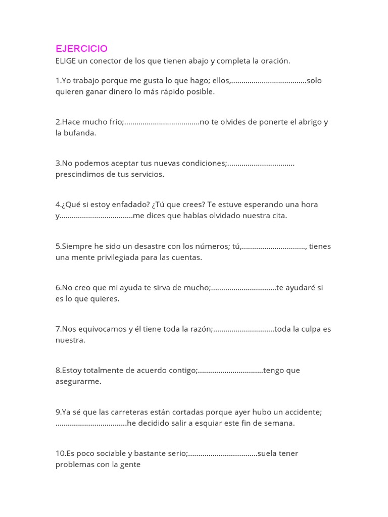 Ejercicio De Nexos Pdf