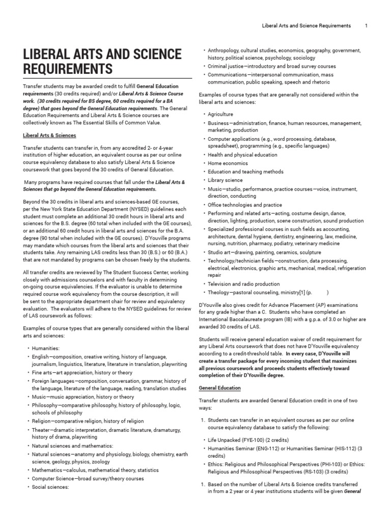 Liberal Arts and Science Requirements | Download Free PDF | Bachelor's ...