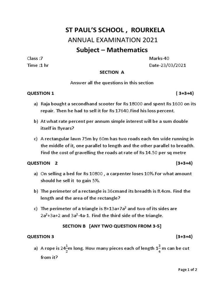 Class 7 Maths | PDF | Area | Length