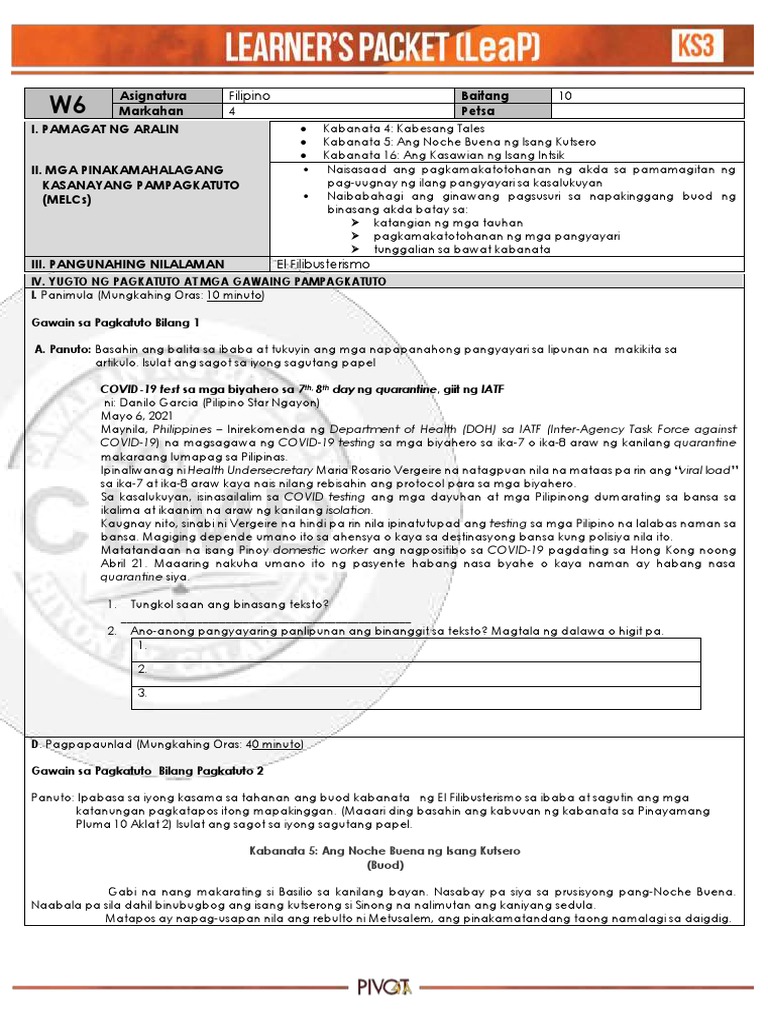Q4 Filipino 10 Week6 | PDF