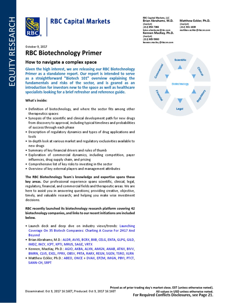RBC Biotech Primer Equity Research | PDF | Generic Drug | Clinical Trial