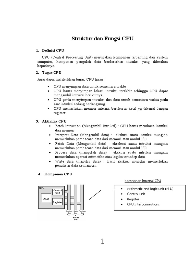 Materi Pertemuan 14 - Fungsi Struktur CPU | PDF