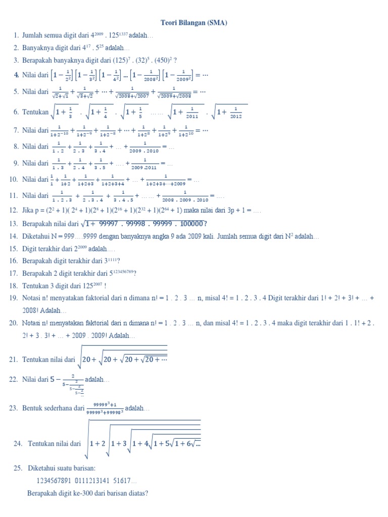SMA - Teori Bilangan | PDF