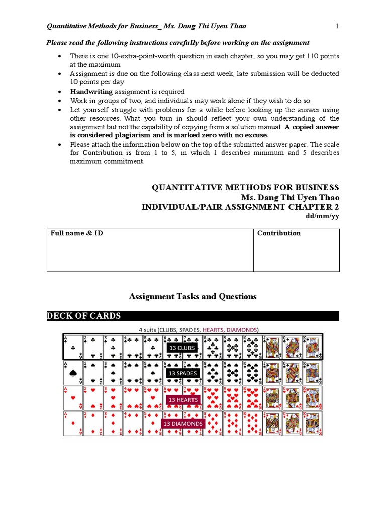 Chap-2 Assignment DTUT | PDF | Playing Cards | Leisure