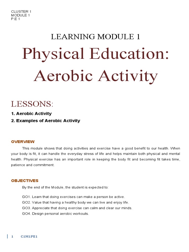 Physical Education: Aerobic Activity: Learning Module 1 | PDF | Aerobic ...