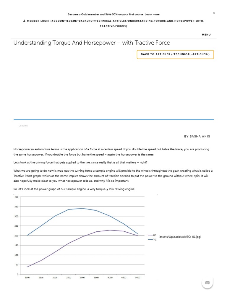 Understanding Torque and Horsepower - With Tractive Force | PDF ...