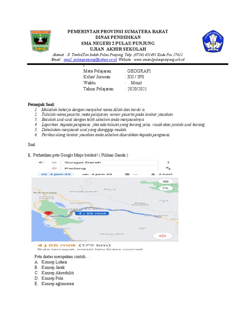 Soal USBN AKM SMAN 2 PP Geo IPA IPS | PDF