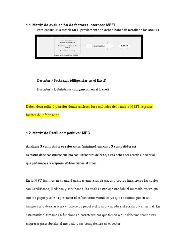 1.1. Matriz de Evaluación de Factores Internos: MEFI | PDF | Negocios