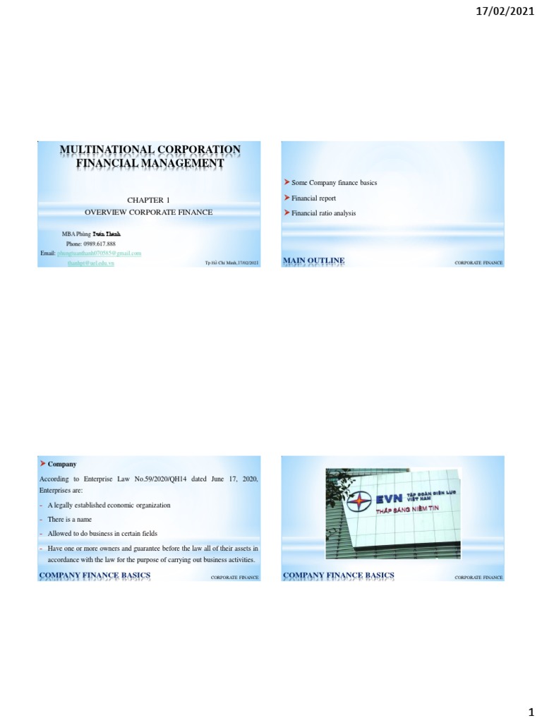 Chap 1 - Overview Coporate Finance | PDF | Financial Capital | Equity ...