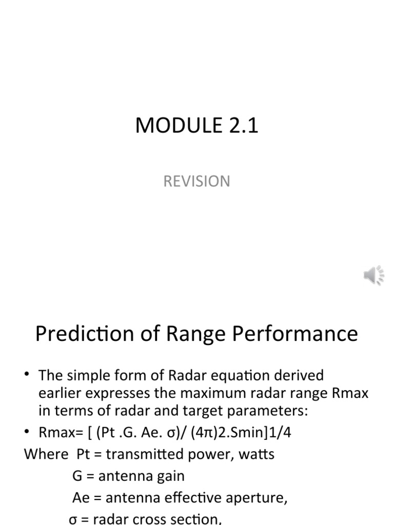 Prediction of Radar Range Performance and Factors Affecting Minimum Detectable Signals | PDF ...