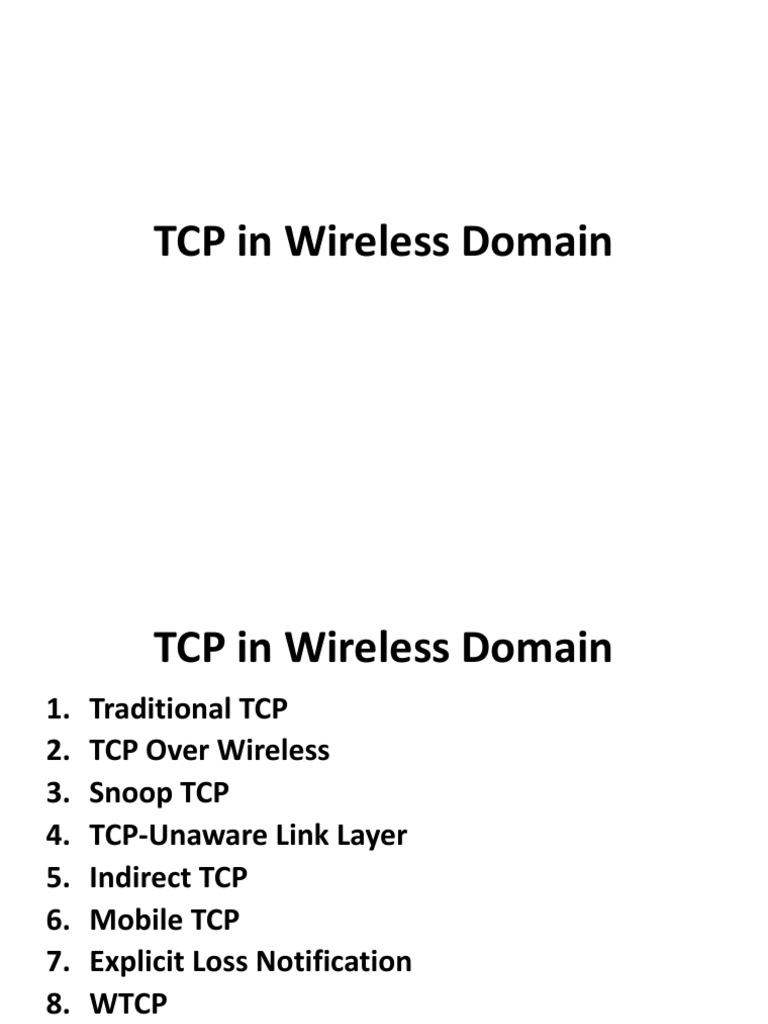 Modifications and Enhancements to TCP for Improved Performance over Wireless Networks | PDF ...