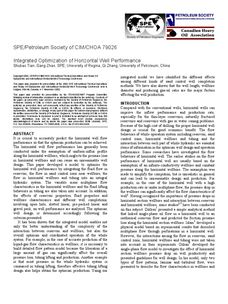 Integrated Optimization of Horizontal Well Performance | PDF | Fluid ...