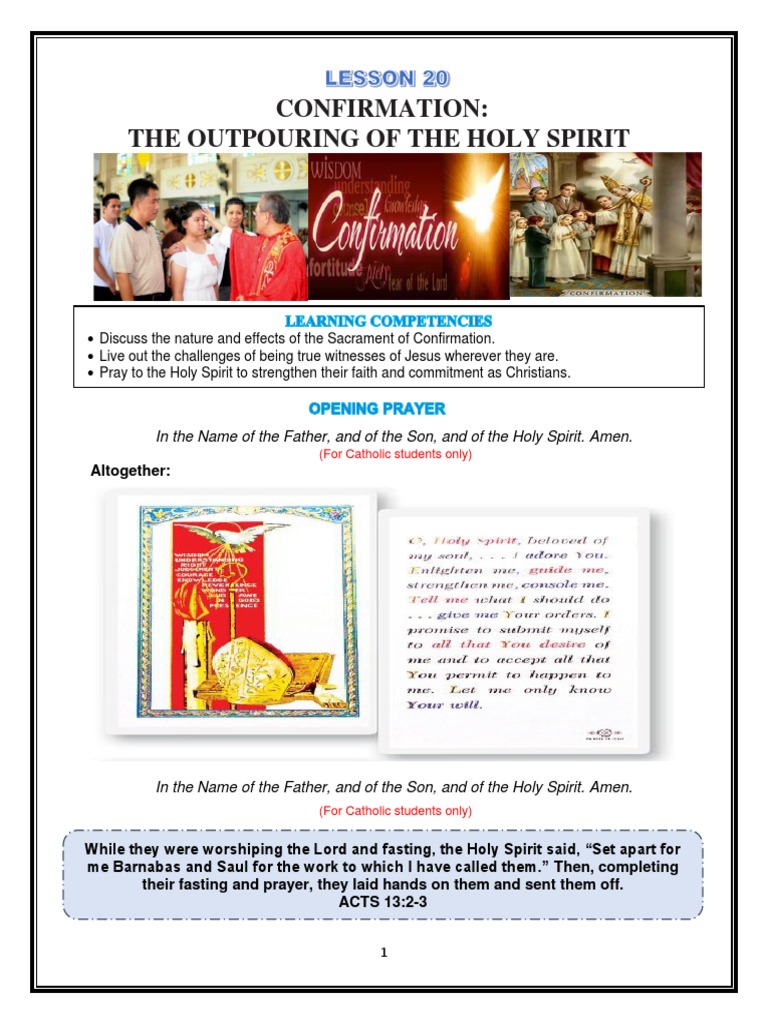 CL Grade 8 Lesson 20 | PDF | Confirmation | Baptism
