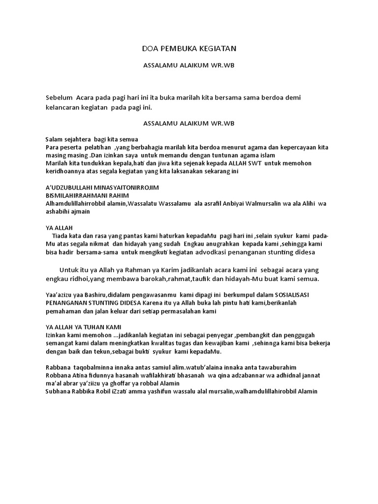 Doa Pembuka Kegiatan | PDF