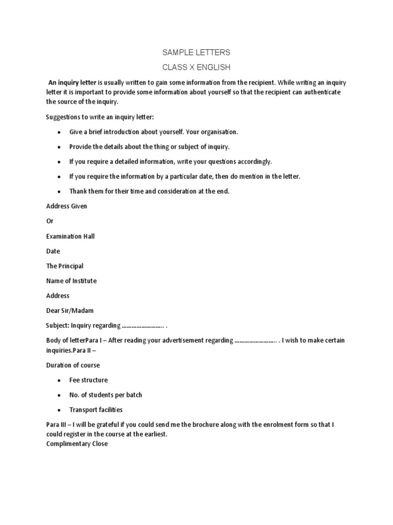 10TH CLASS Letter Samples English | PDF | Adidas | Business