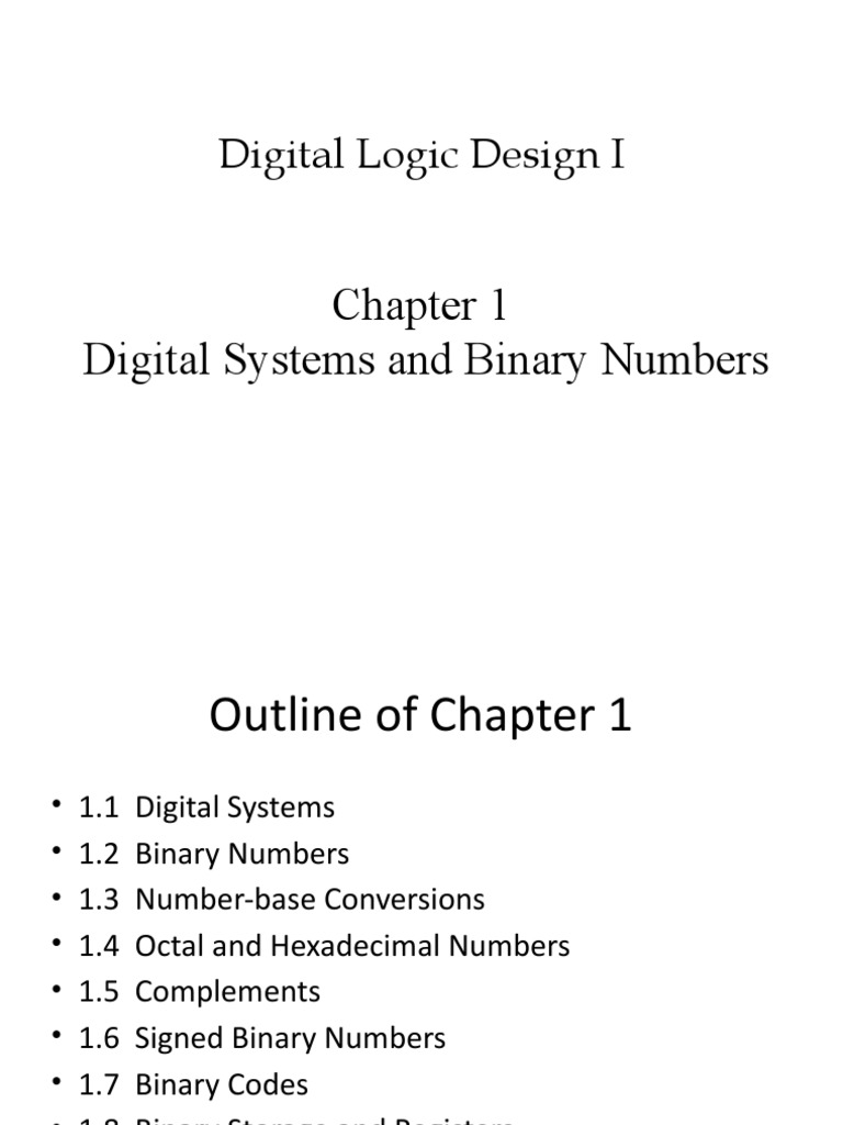Digital Logic Design I: Digital Systems and Binary Numbers | Download ...