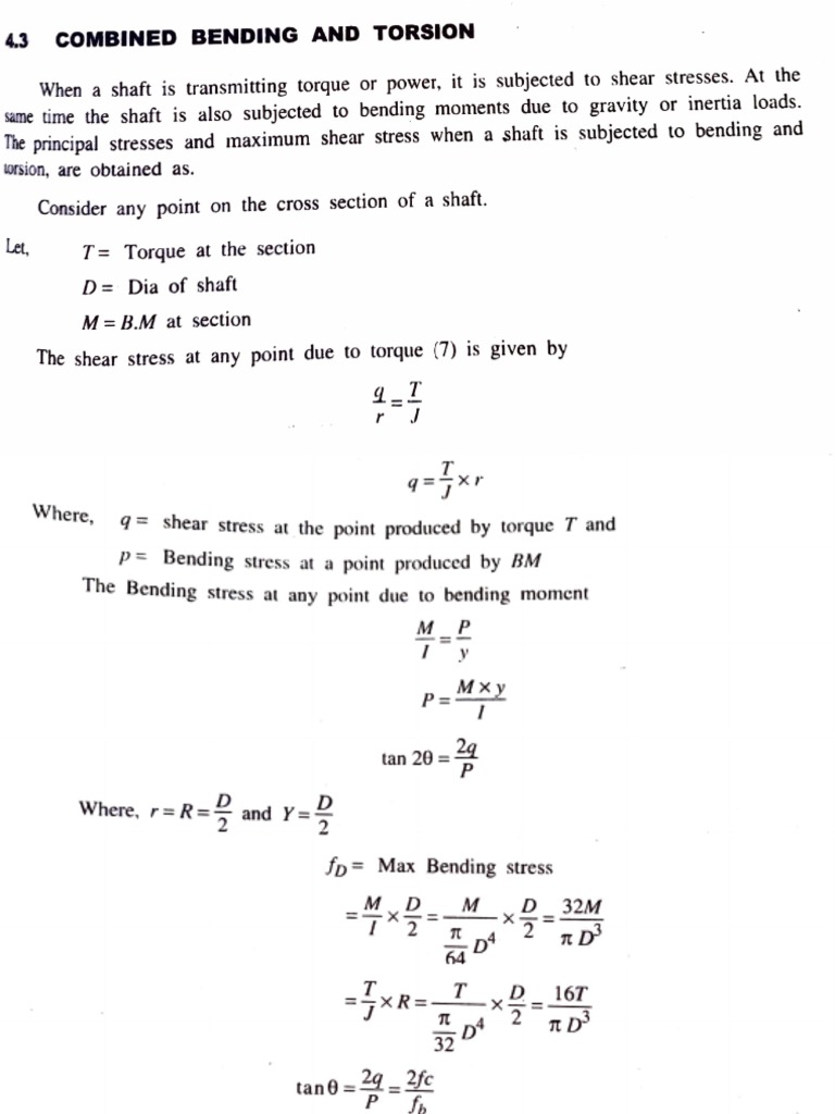 Unit 4 Problems On Combined Bending and Torsion | PDF | Bending ...