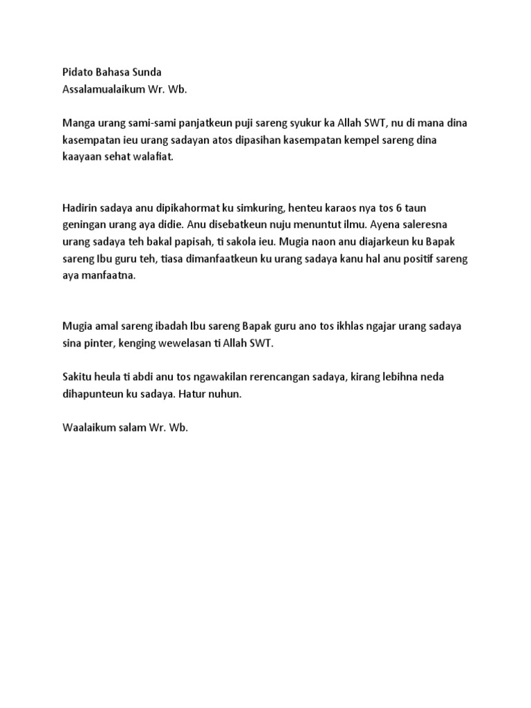 Pidato Bahasa Sunda | PDF