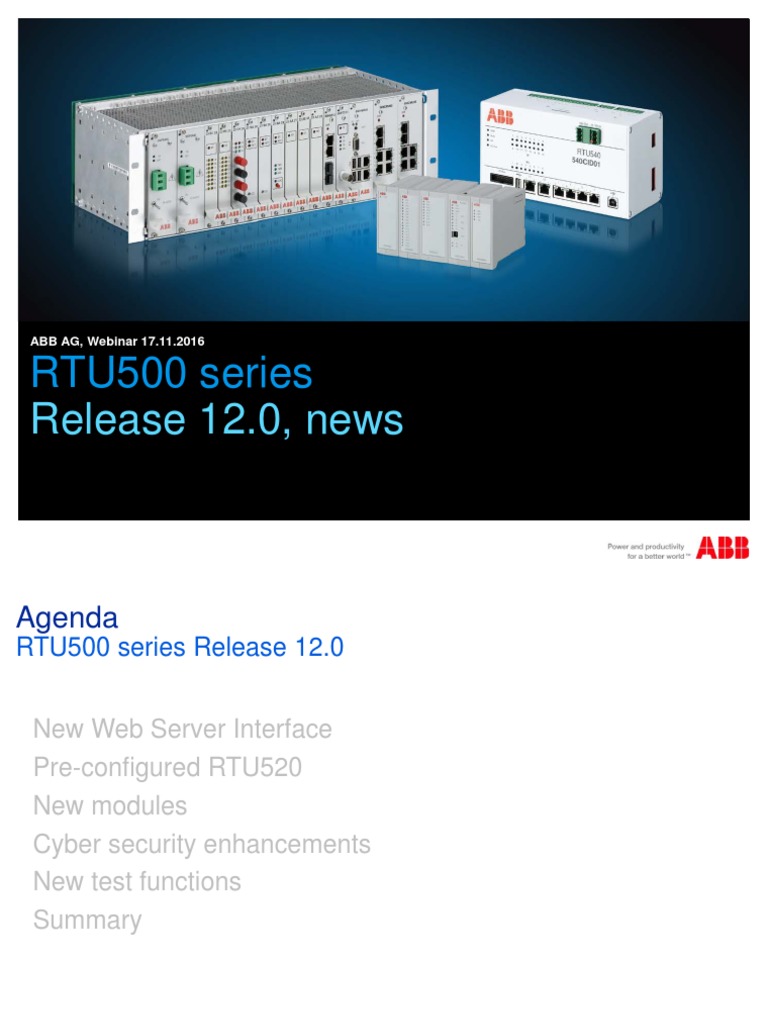 ABB AG, Webinar RTU500 Series Release 12.0, News | PDF | Public Key ...