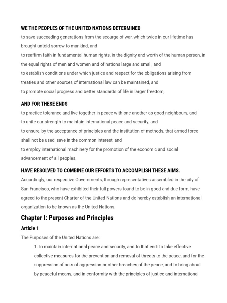 Chapter I: Purposes and Principles: We The Peoples of The United ...