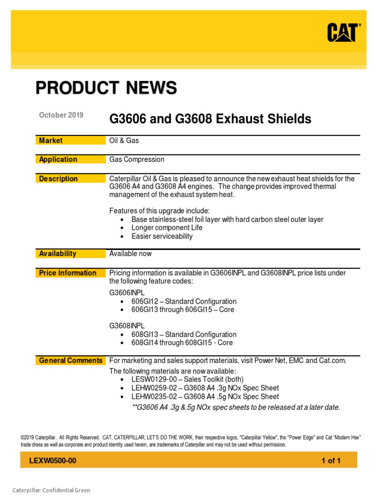 G3606 and G3608 Exhaust Shields | PDF
