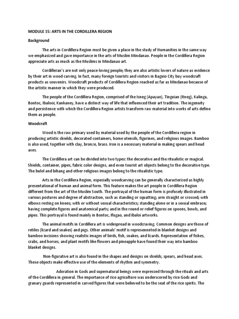 Module 15: Arts in The Cordillera Region Background | PDF | Musical ...