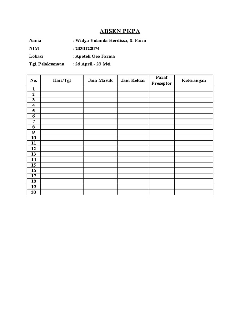 Absen Pkpa | PDF
