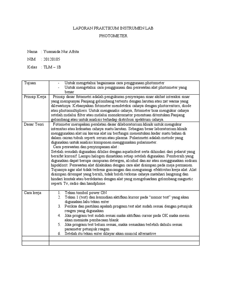 Panduan Penggunaan dan Perawatan Photometer | PDF