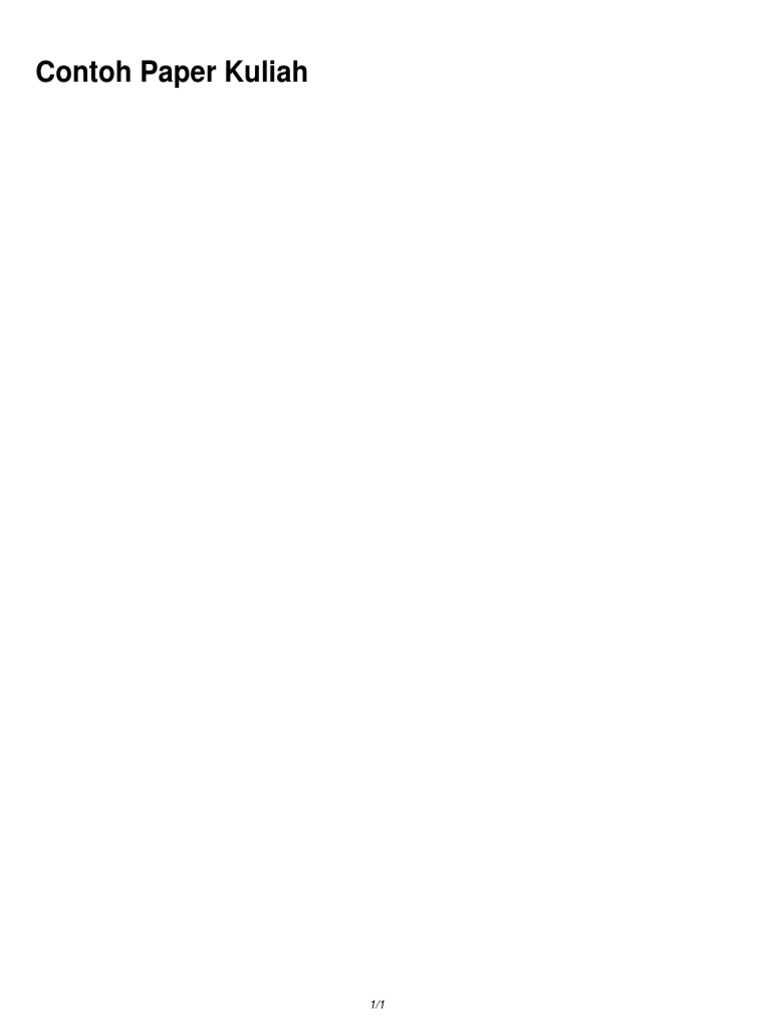 Contoh Paper Kuliah | PDF