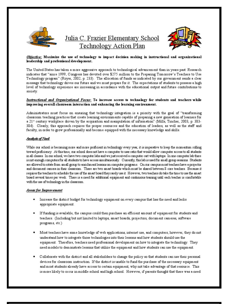 Technology Action Plan - EDLD 5352 Week 4 | PDF | Teachers | Leadership