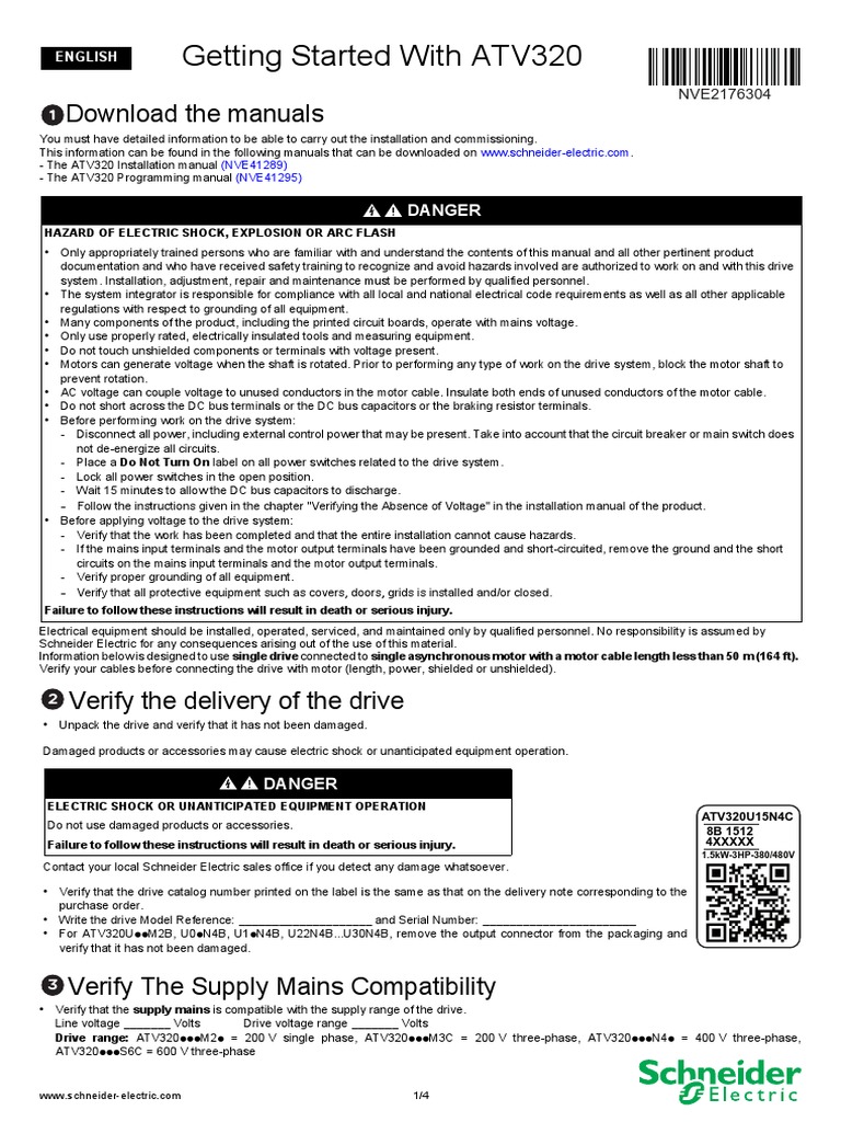 Getting Started With ATV320: Download The Manuals | PDF | Electric Motor | Mains Electricity