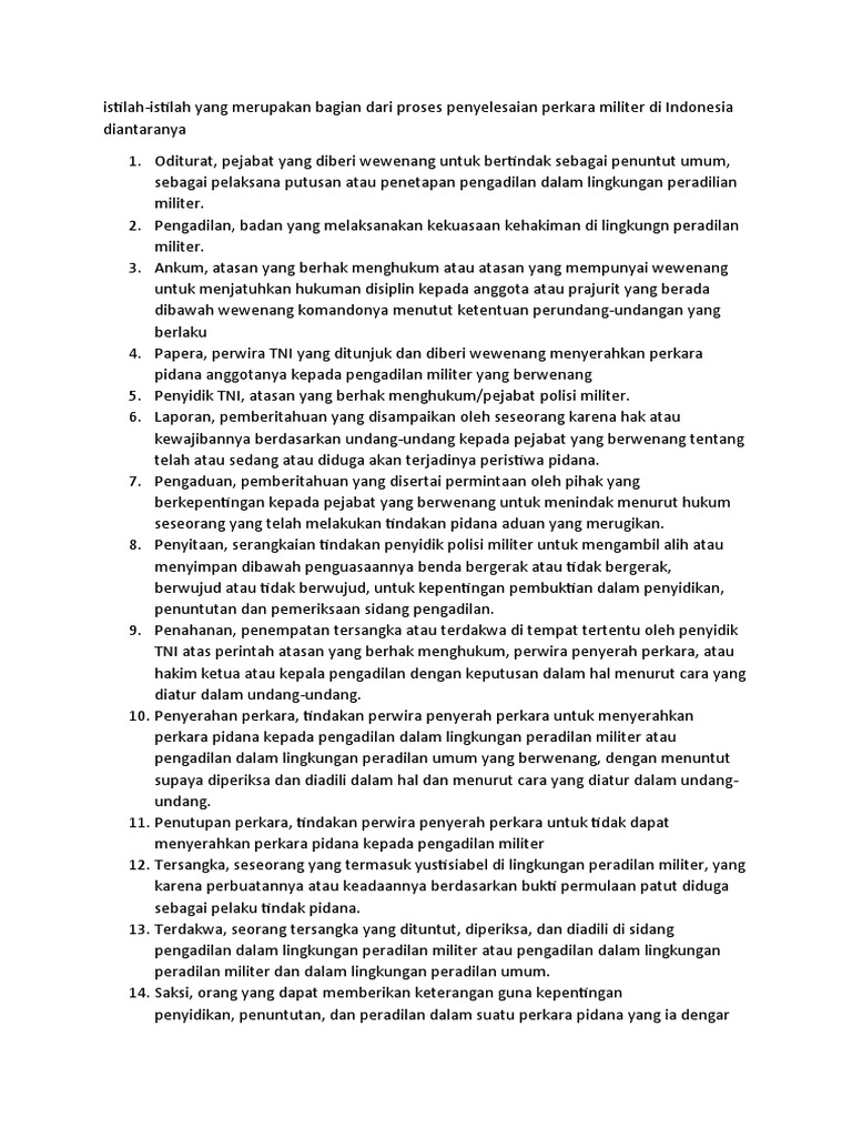 Istilah Di Peradilan Militer | PDF | Hukum