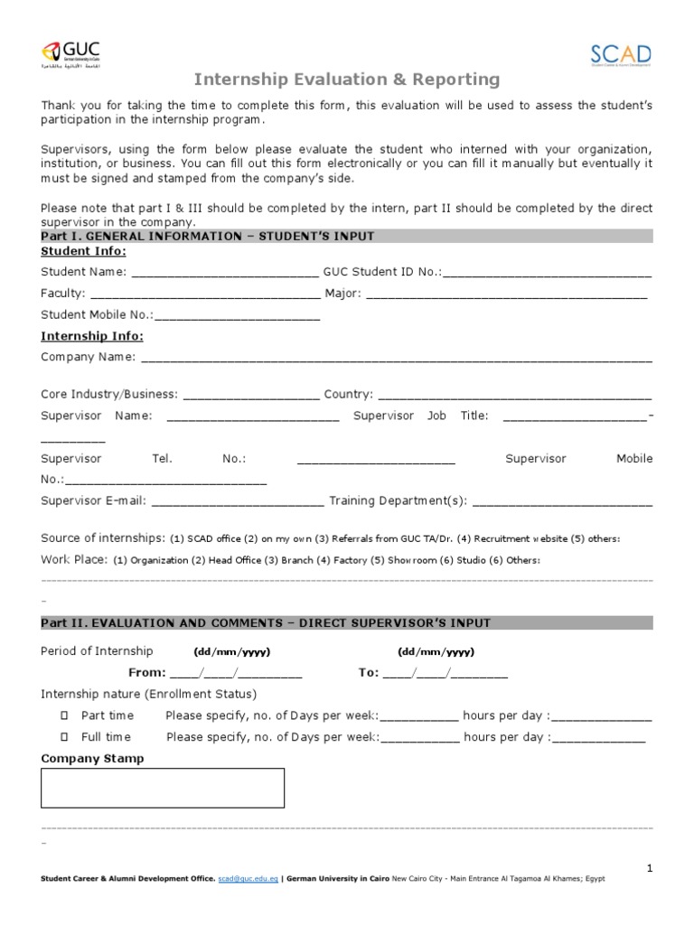 Internship Evaluation Form Guide | PDF | Human Nature | Cognition
