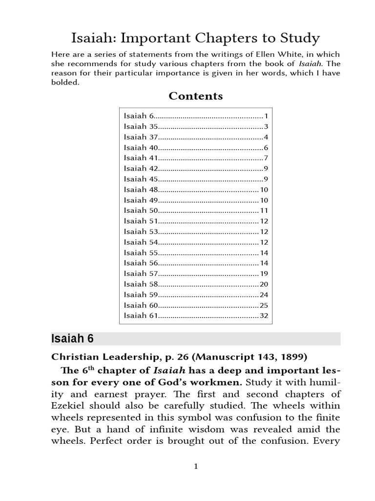 Key Isaiah Chapters Recommended by Ellen White | PDF | Isaiah | Jesus