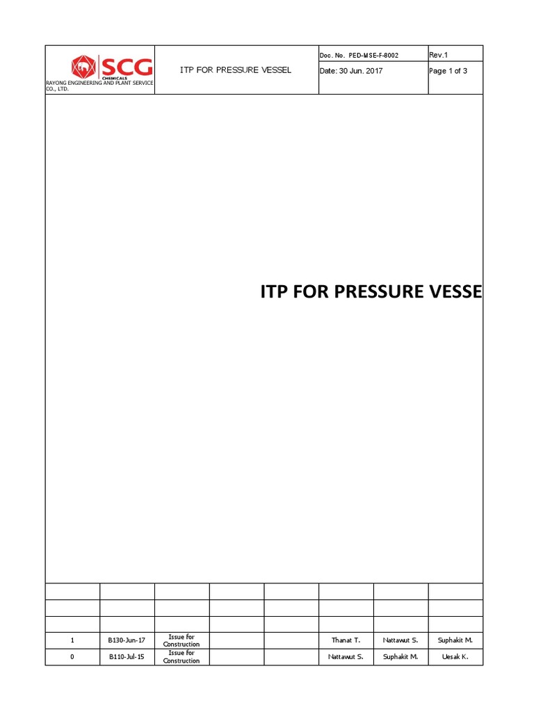 Pressure Vessel Inspection Test Plan | PDF | Leak | Specification ...