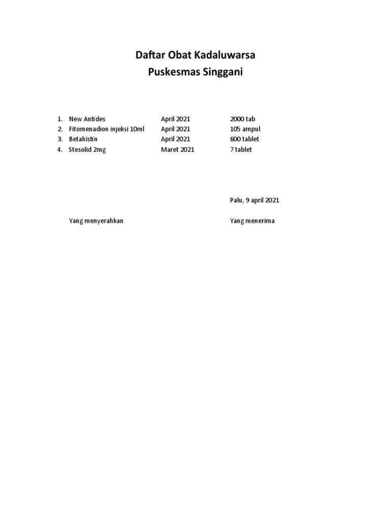 Obat Kadaluwarsa di Puskesmas Singgani | PDF