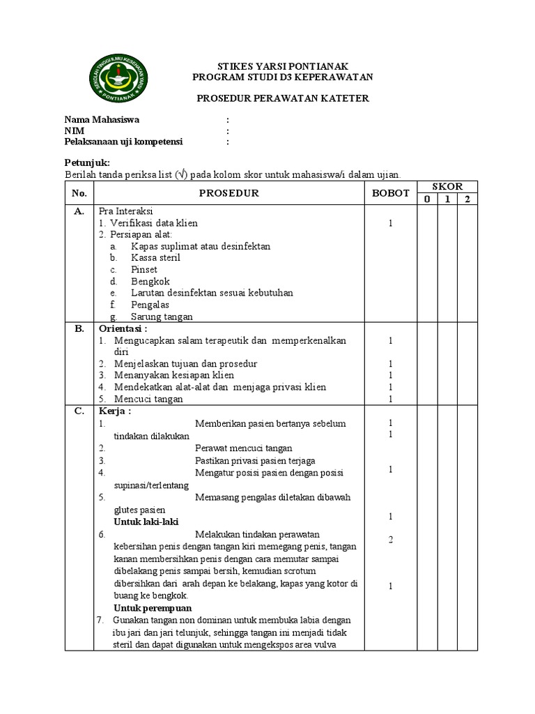 Prosedur Perawatan Kateter Urine | PDF