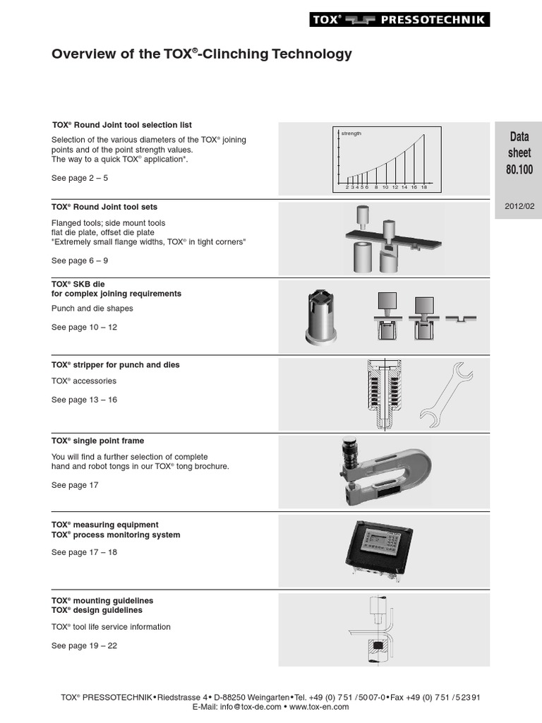 Overview of The TOX - Clinching Technology: Strength | PDF | Sheet Metal | Building Materials