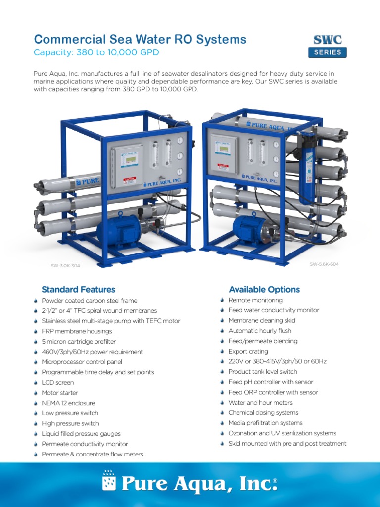 Commercial Seawater Reverse Osmosis Watermaker Systems | PDF | Membrane ...