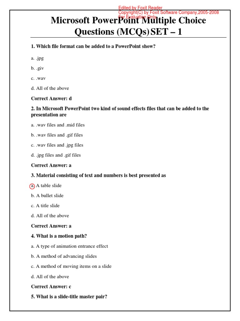 MCQ Powerpoint | PDF | Multiple Choice | Microsoft Power Point
