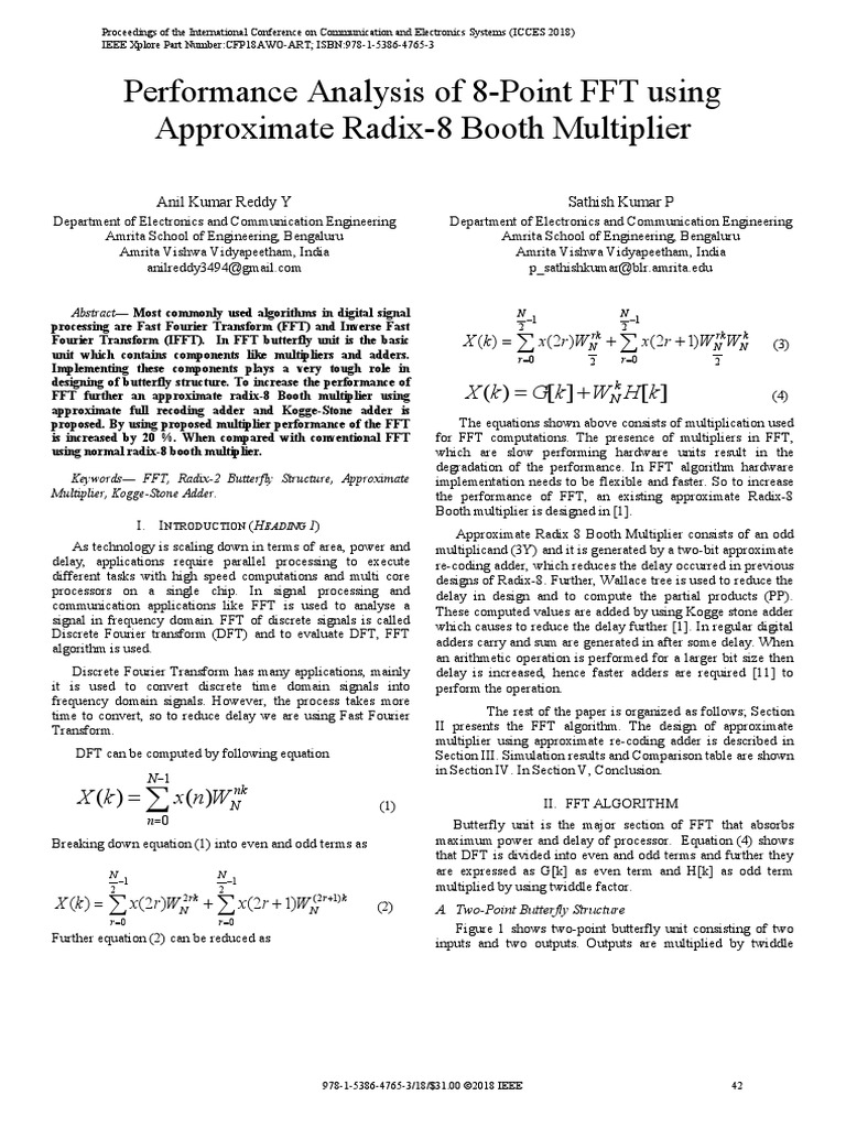 Performance Analysis of 8-Point FFT Using Approximate Radix-8 Booth Multiplier | PDF | Fast ...