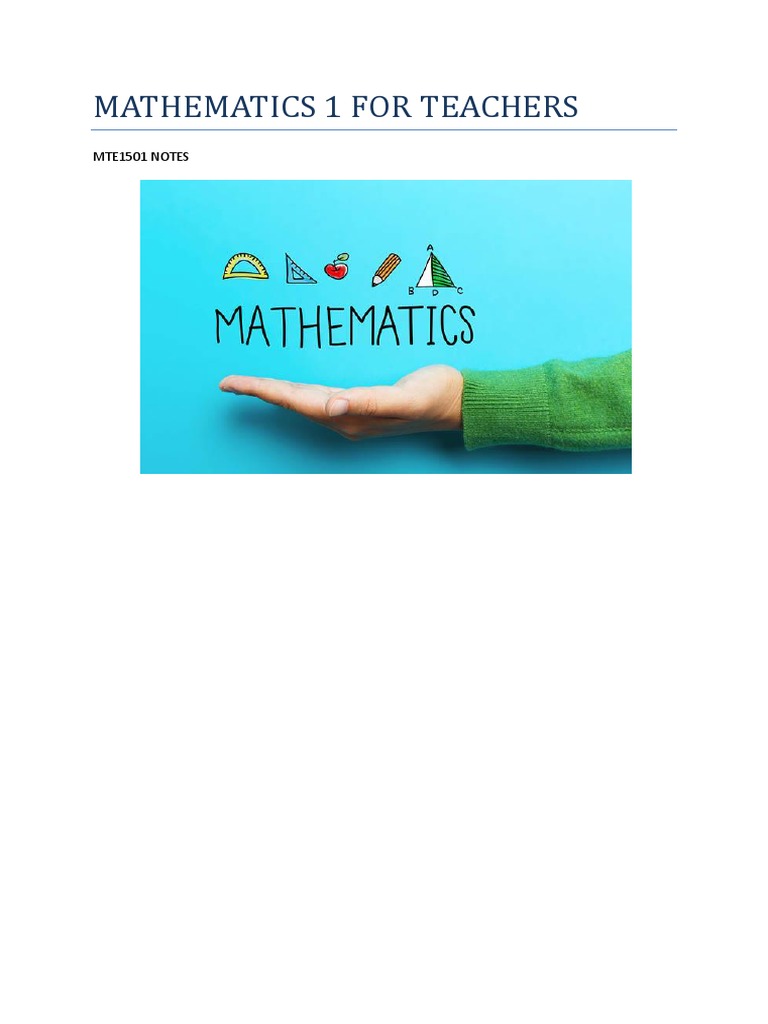 Mathematics 1 For Teachers: Mte1501 Notes | PDF | Teaching Mathematics ...