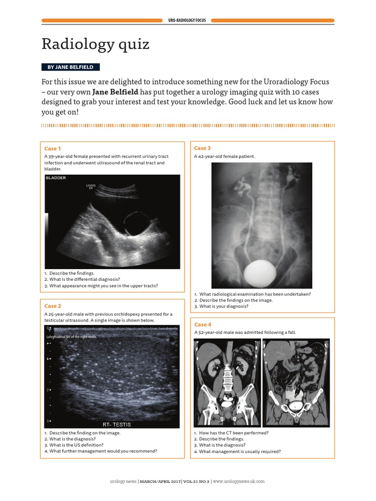 Radiology Quiz: by Jane Belfield | PDF | Urinary Bladder | Kidney
